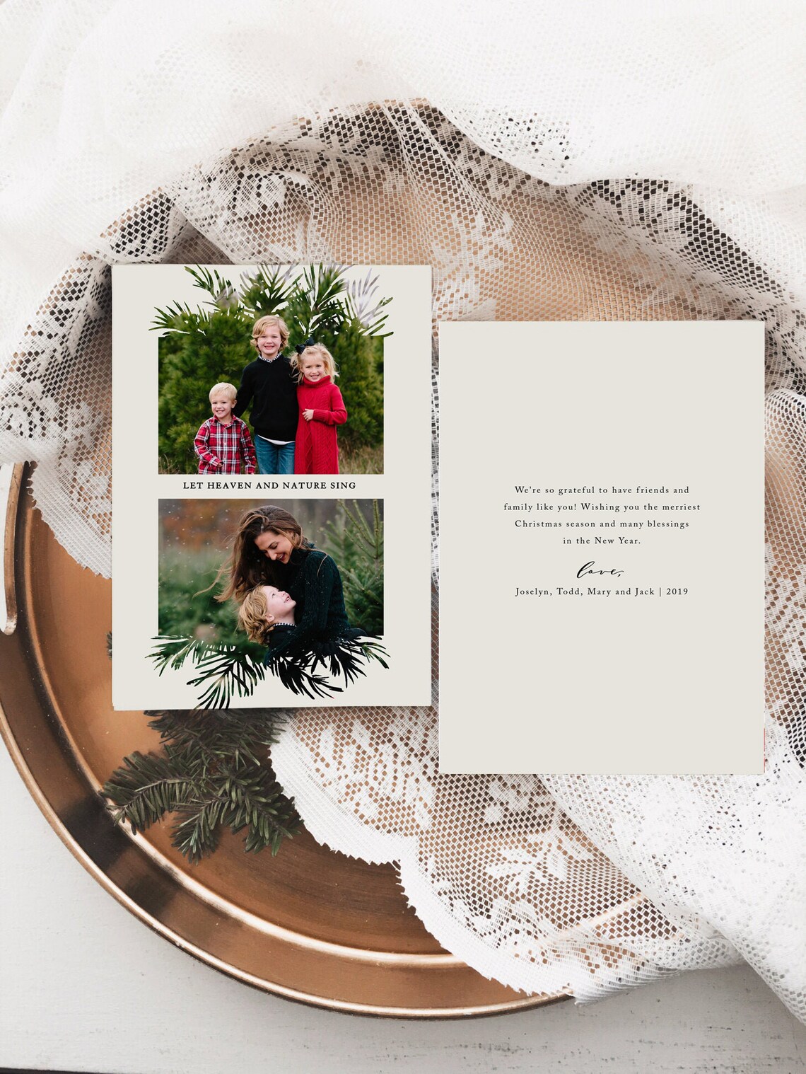 Happy Holidays Card Photo Template Minimalist Vertical 5 x | Etsy