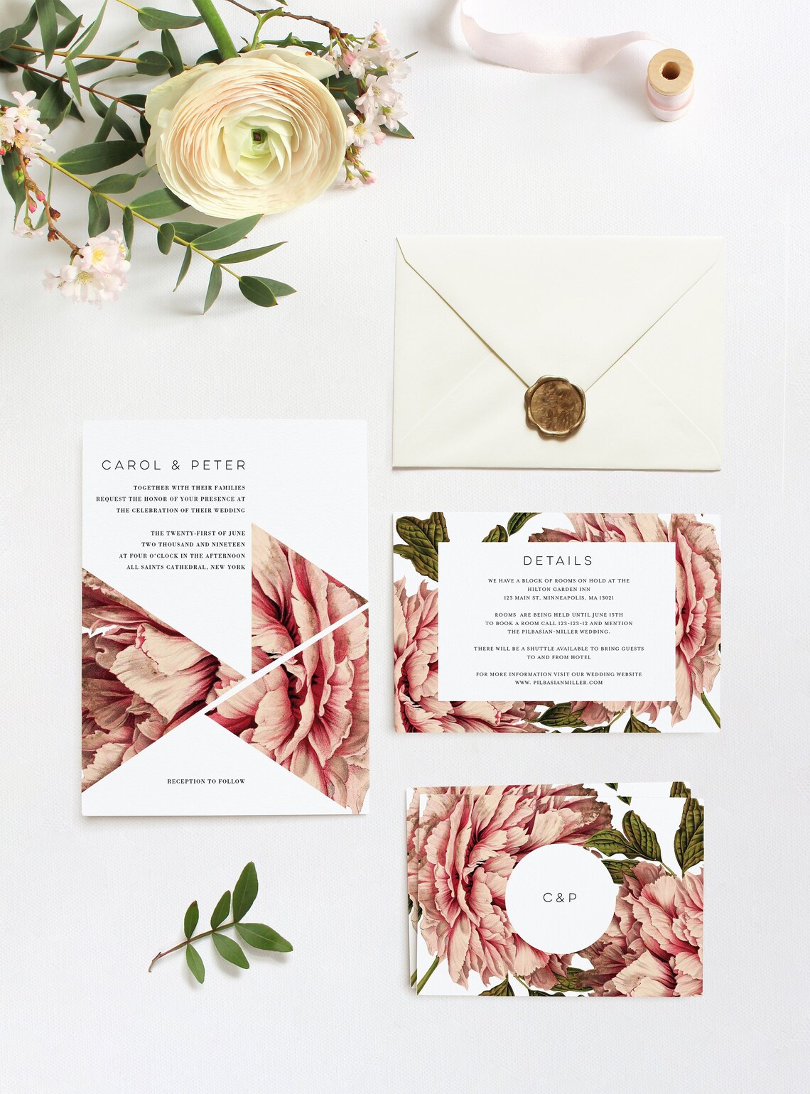 BOHEMIAN Wedding Invitation Set Vintage Flowers Printable | Etsy