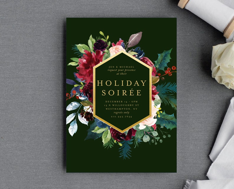 Holiday Party Soiree Invitation Editable Template Instant | Etsy