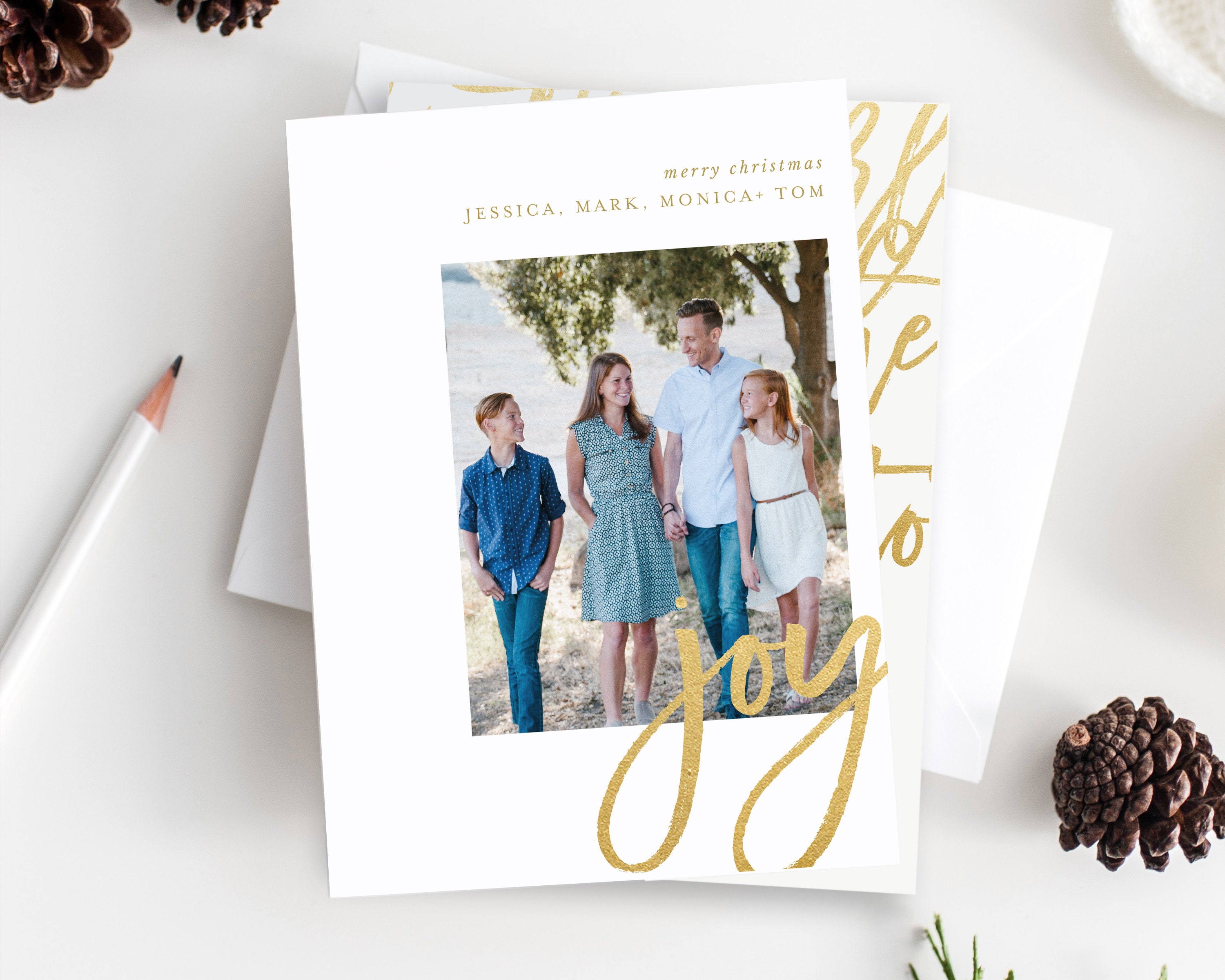 Double Sided Christmas Card Modern Christmas Card Holiday | Etsy