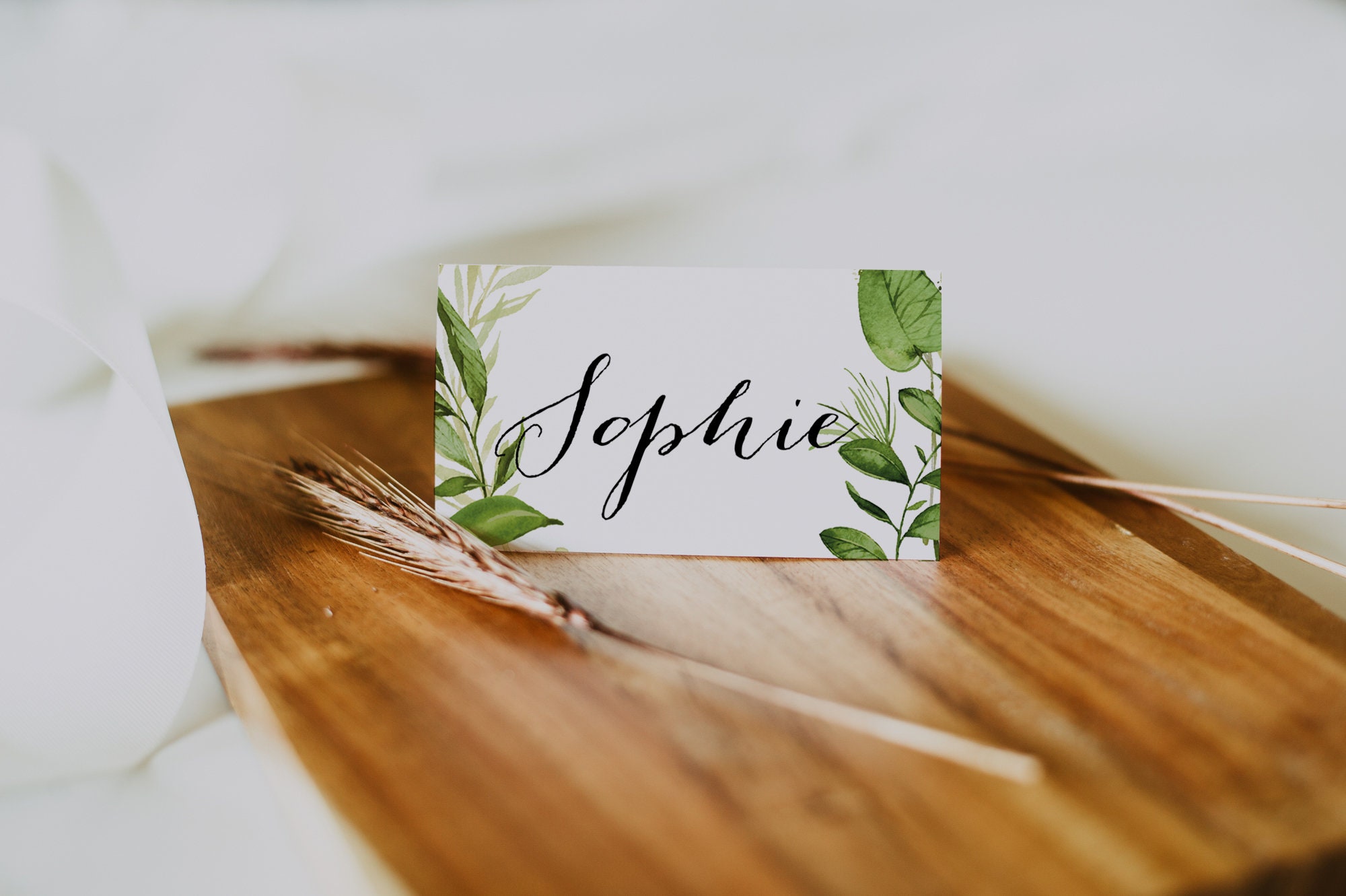 Greenery Place Card Template Printable Tent Place Cards | Etsy