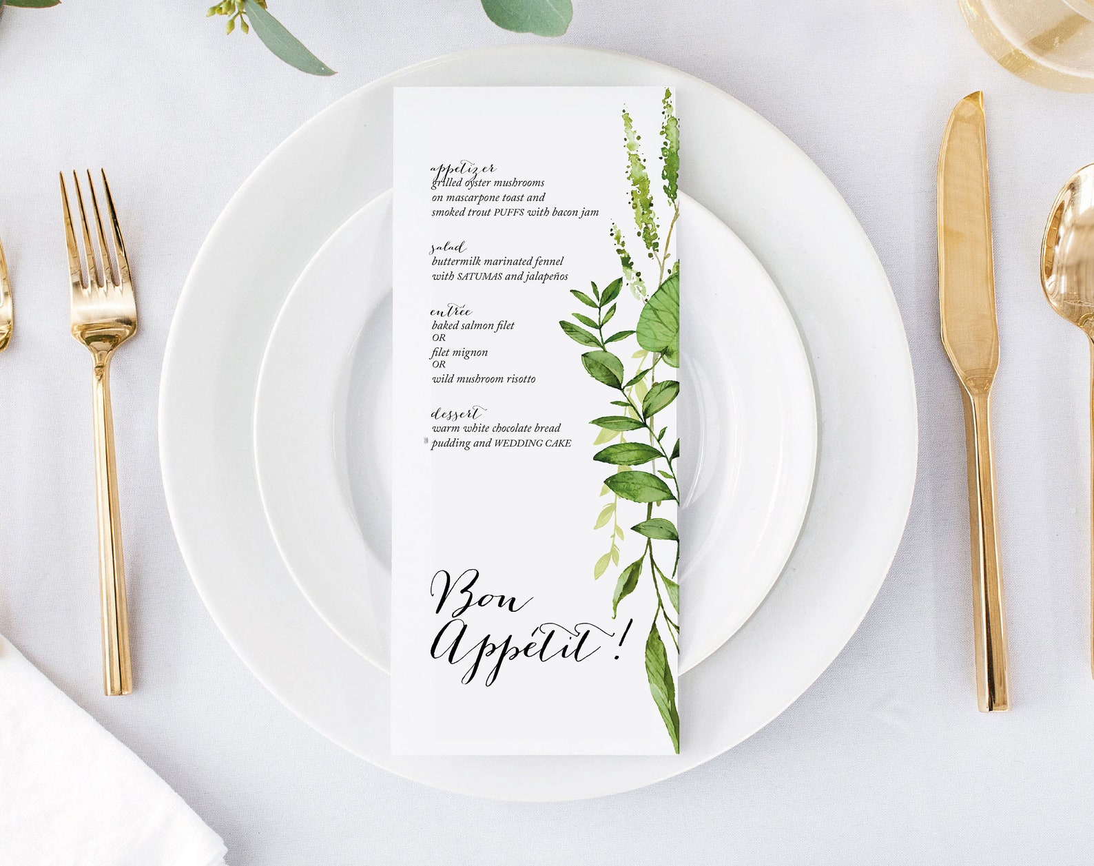 Editable Greenery Menu Template Printable Menu Template | Etsy
