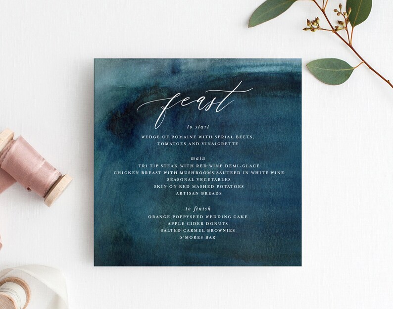 Square Menu Template Editable Square Wedding Dinner Menu Teal - Etsy