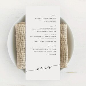 Modern Script Wedding Menu Template Elegant Font Menu Card - Etsy