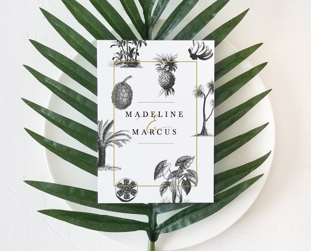 Botanical Invitation Set Palm Tree Wedding Invitation Palm Tree Wedding ...