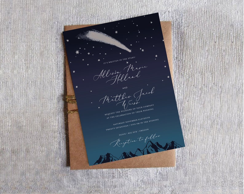Starry night printable invitation template Constellation | Etsy