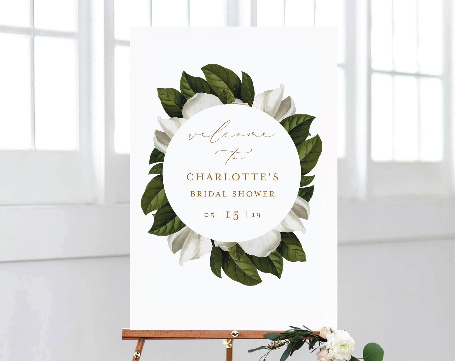 Magnolia Floral Welcome Sign Template Wedding or Bridal - Etsy