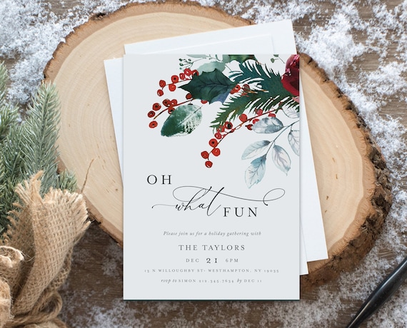 Printable Holiday Party Invitation Oh What Fun Instant | Etsy