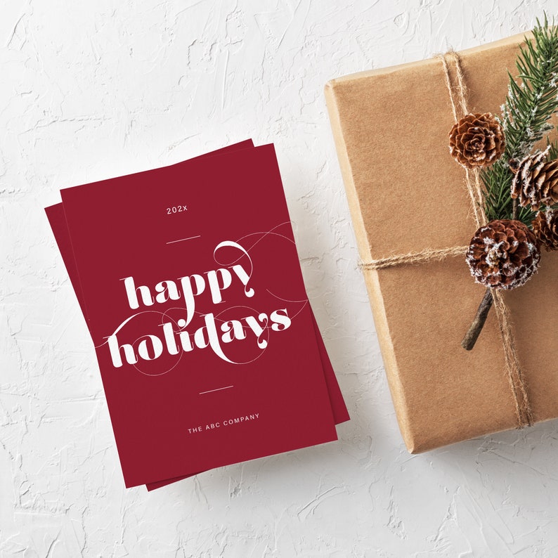 Red Editable Corporate Business Company Greeting Card Template - Etsy
