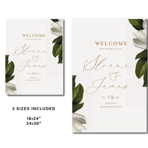 Magnolia Welcome Sign Template, Wedding or Bridal Shower Welcome Sign ...