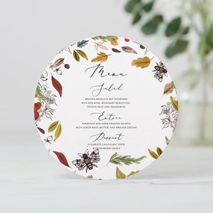 Round Menu Template, Wedding Circle Menu, Round Wedding Dinner Menu ...