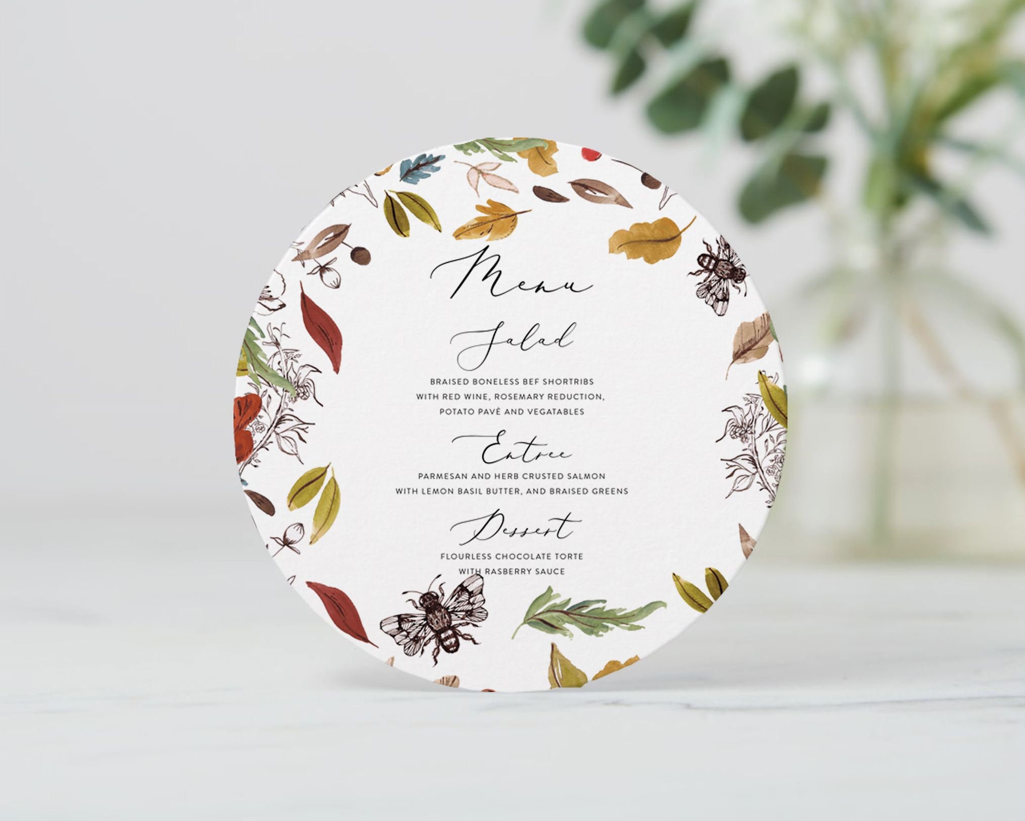 Round Menu Template Wedding Circle Menu Round Wedding Dinner | Etsy