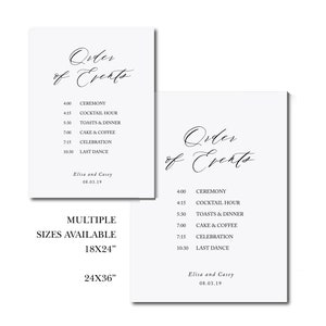 Printable Order of Events Sign, Ceremony Order of Events, Editable ...