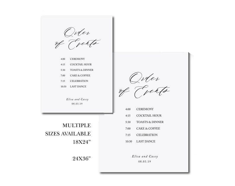 Printable Order of Events Sign Ceremony Order of Events | Etsy