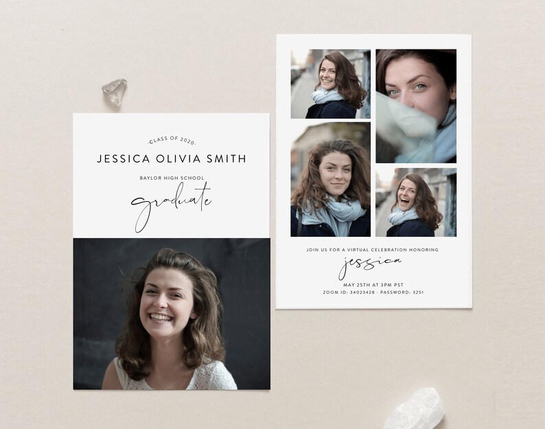 Virtual Graduation Invitation Template With Photo Card - Etsy