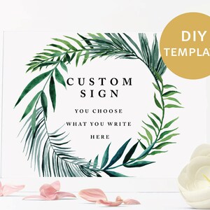 Tropical Editable Custom Text Sign| Instant Download, Editable ...