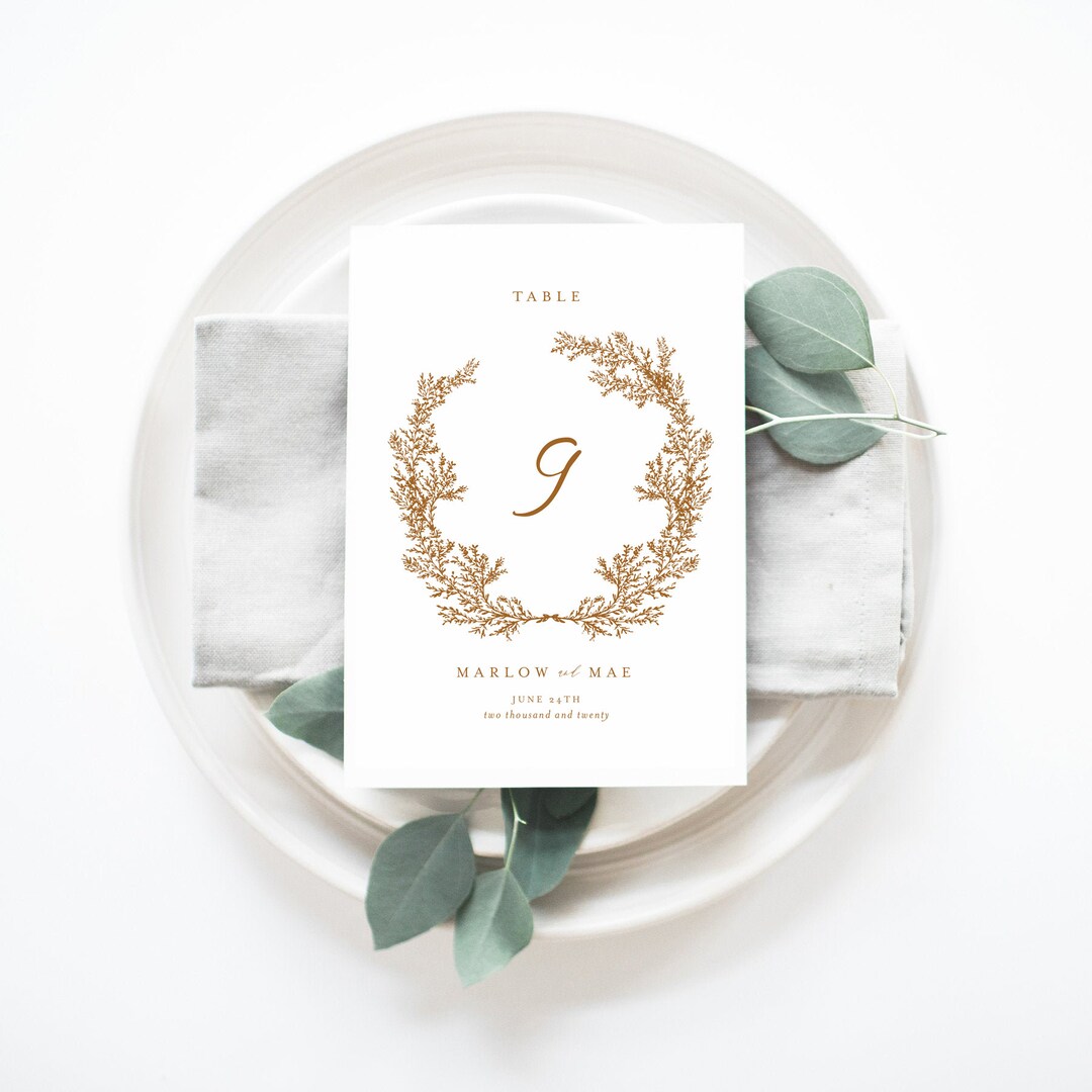 Gold Wreath Table Numbers, Rustic Elegance Gold Table Numbers, DIY ...