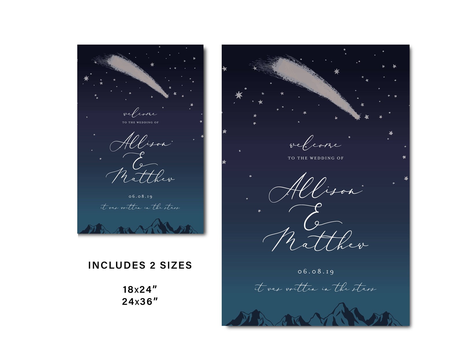 Starry Night Welcome Sign Template Instant Download DIY 100% Editable ...