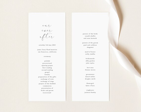 Minimalist Wedding Program Template Modern Wedding Program - Etsy