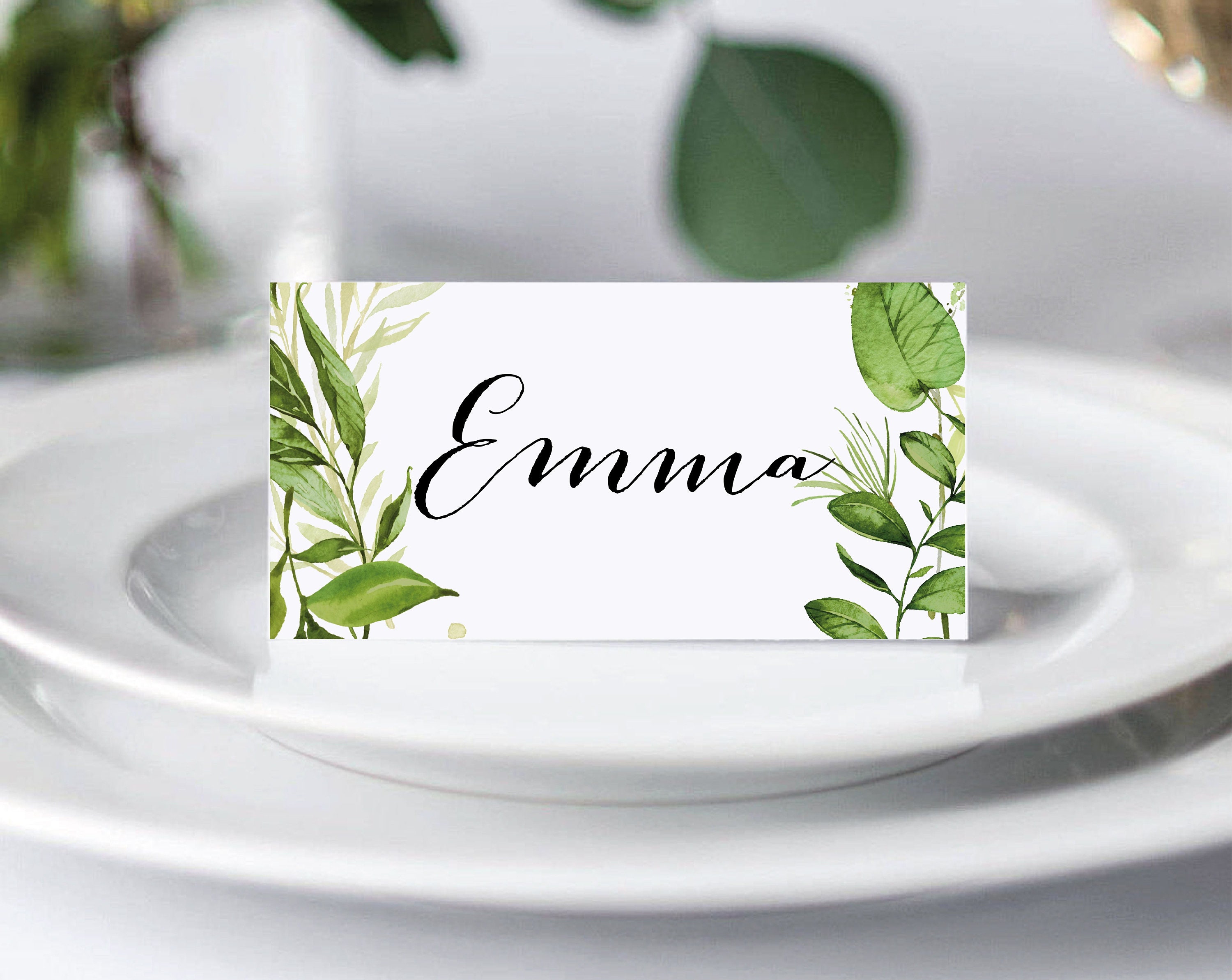 Greenery Place Card Template Printable Tent Place Cards | Etsy