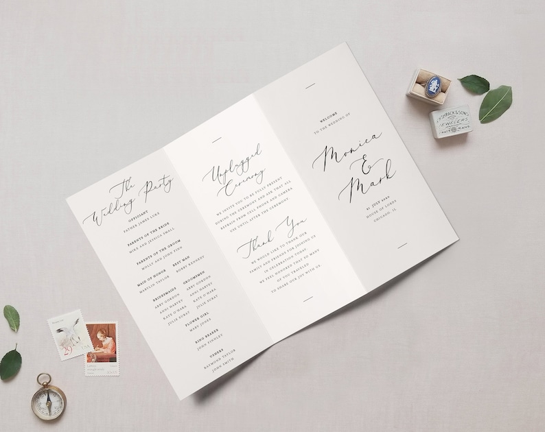 Tri Fold Wedding Program Template Tri Fold Program-catholic - Etsy