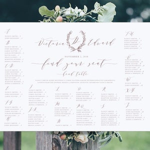 Monogram Seating Chart Poster, Seating Chart Sign, Seating Chart Board ...