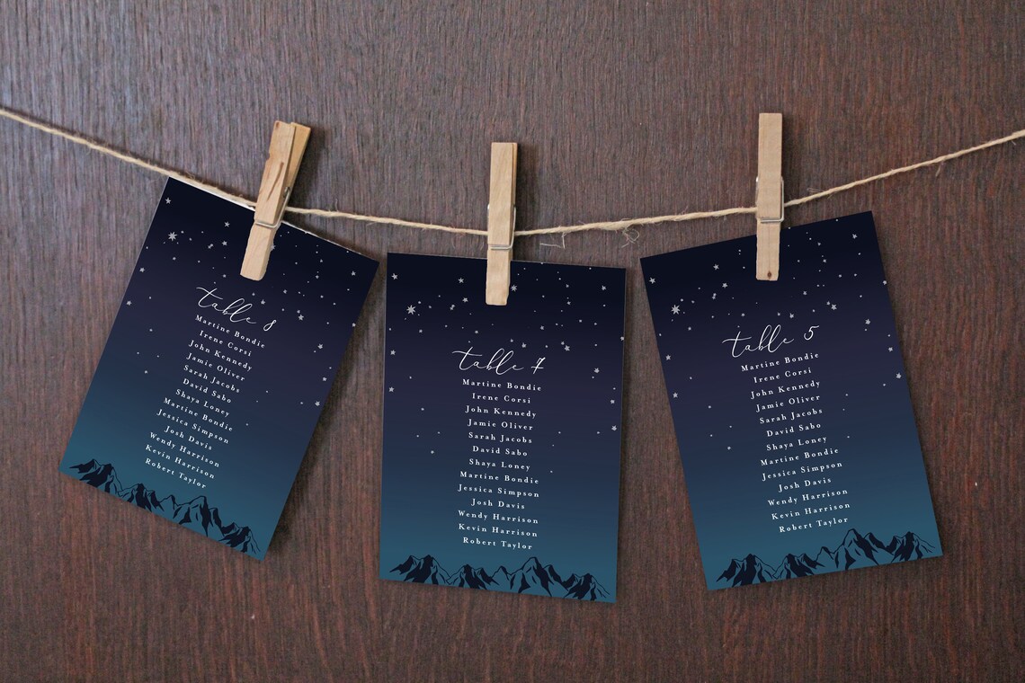 Starry Night Wedding Seating Chart, Wedding Seating Chart, Guest List ...