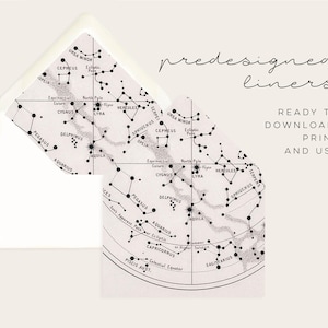 Printable Celestial Envelope Liners for Weddings, 9 Sizes Including A7 ...
