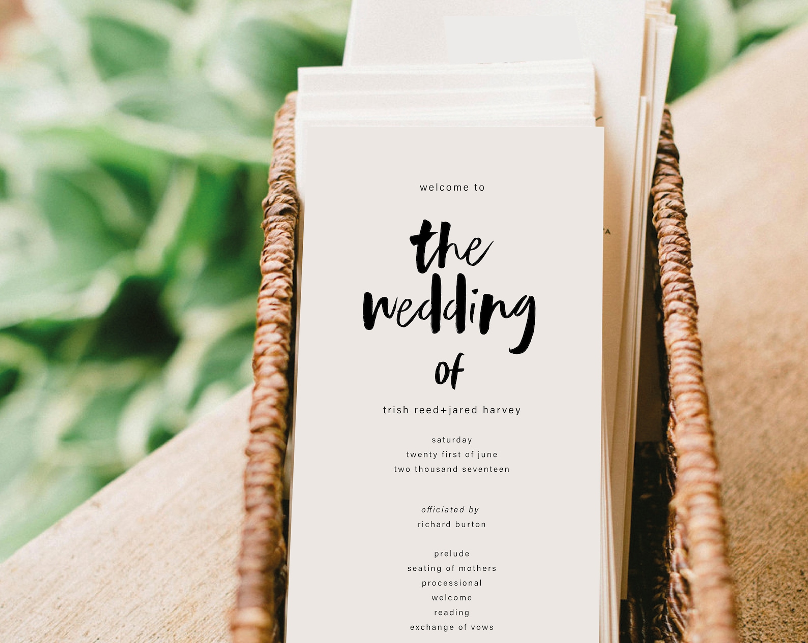 Hand Lettered Brush Calligraphy Wedding Ceremony Program - Etsy