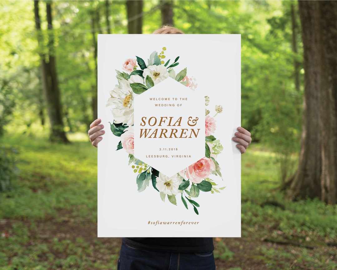 Blush Floral Welcome Sign Editable Wedding Welcome Sign Blush Wedding ...
