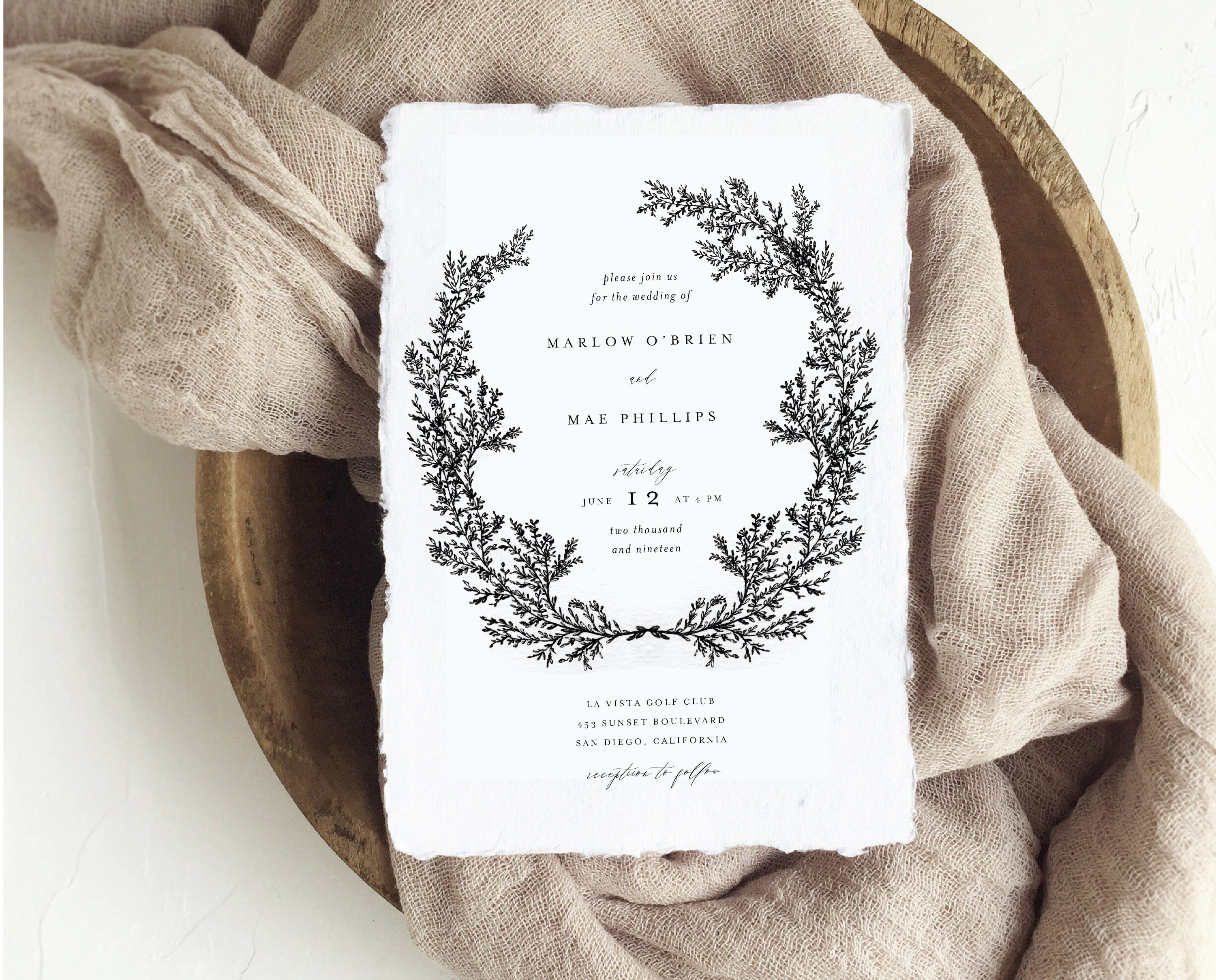 Rustic Wedding Invitation Template Calligraphy Wedding Invitation ...