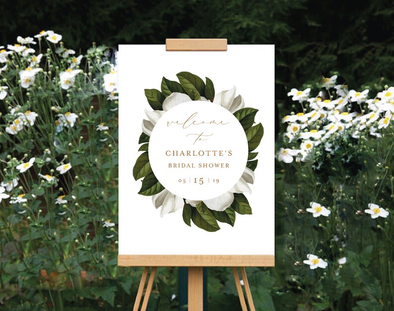 Magnolia Floral Welcome Sign Template Wedding or Bridal - Etsy
