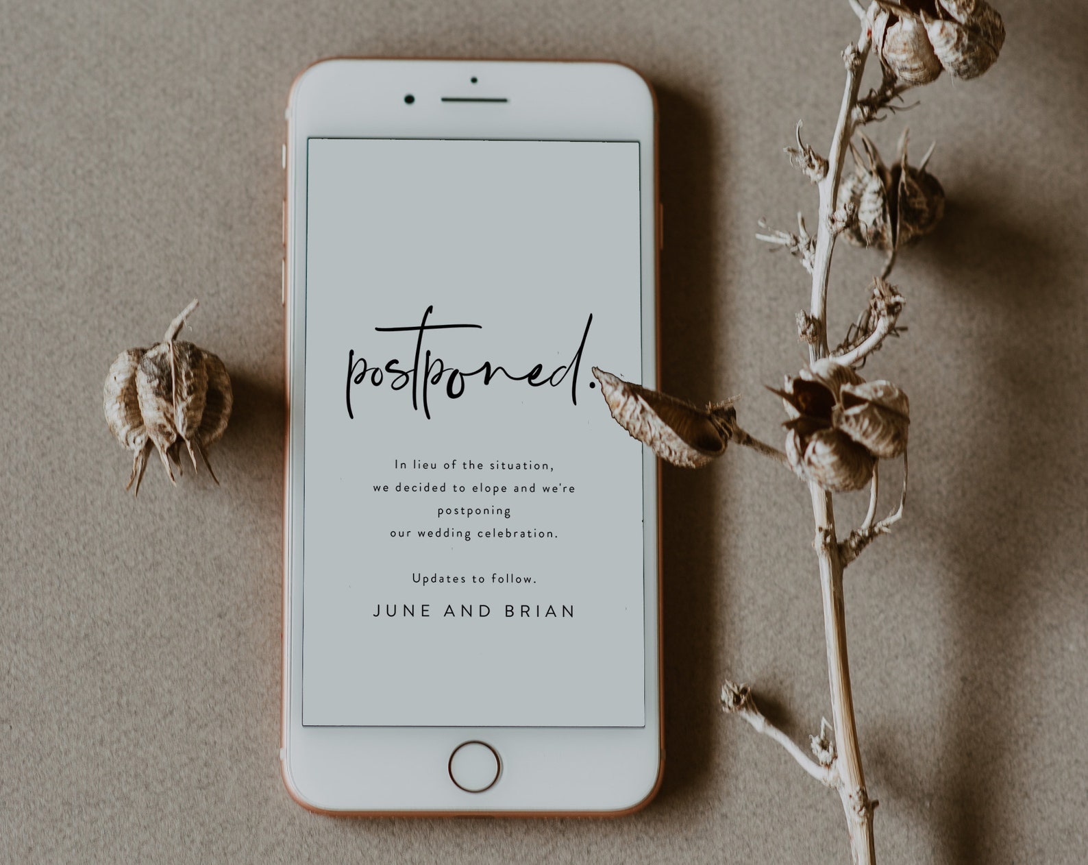 Postponement Announcement Electronic Canceled Wedding Baby - Etsy