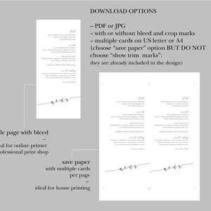 Modern Script Wedding Menu Template Elegant Font Menu Card - Etsy