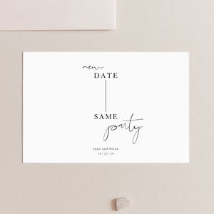 Minimalist New Date Announcement Template, New Date Wedding, Change of ...