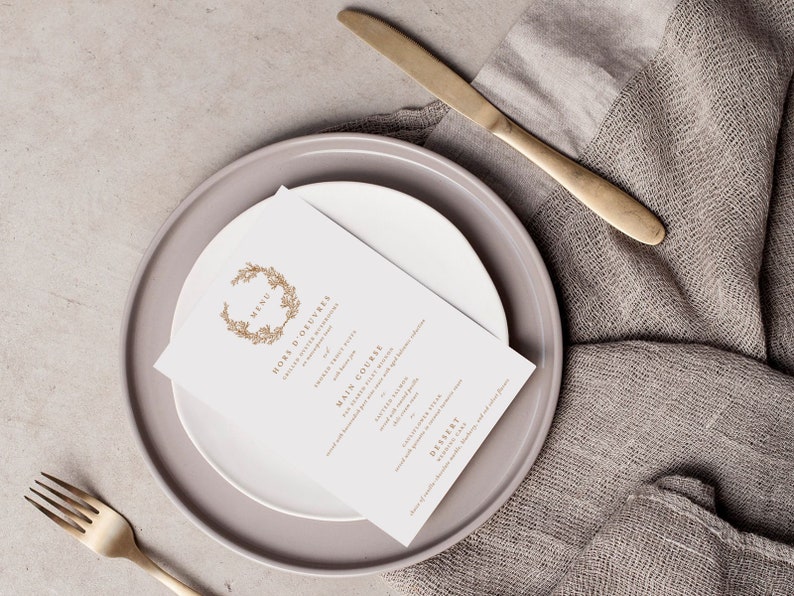 Dusty Blue Menu Template Monogram Menu Template French Blue - Etsy