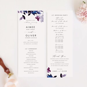 Purple Wedding Program Template Printable Ceremony Instant Download ...