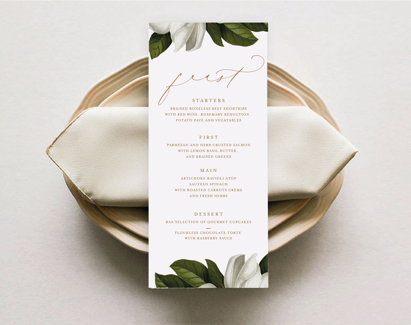 Printable Dinner Menu Template Magnolia Blossom Floral Menu - Etsy
