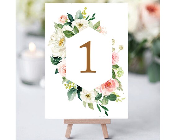 Instant download Table Number printable Table Number blush | Etsy