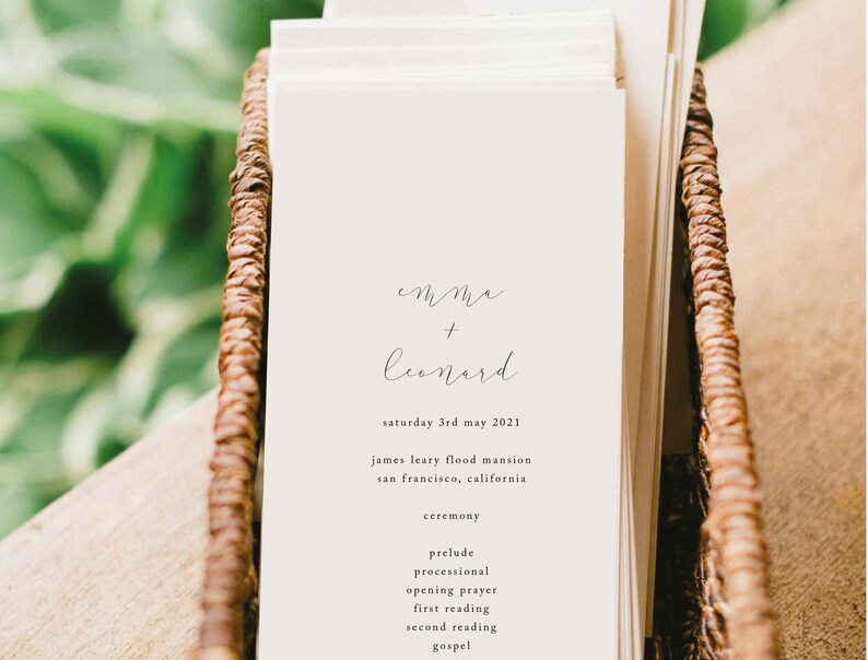 Minimalist Wedding Program Template Modern Ceremony Program | Etsy