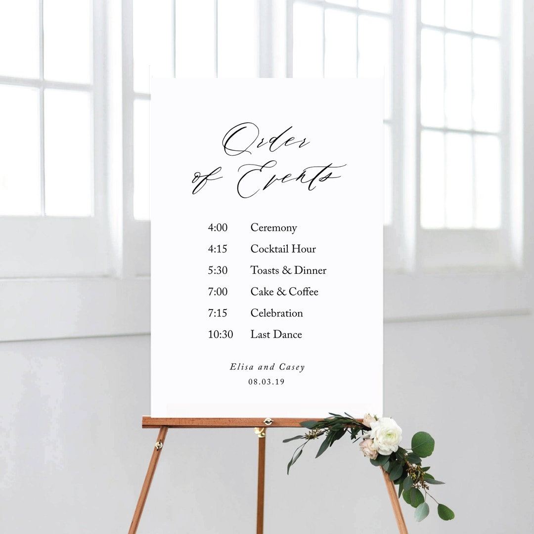Printable Order of Events Sign, Ceremony Order of Events, Editable ...