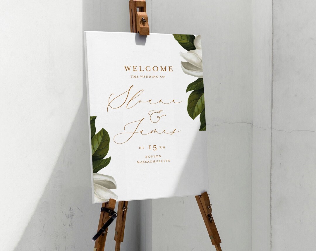 Magnolia Welcome Sign Template, Wedding or Bridal Shower Welcome Sign ...