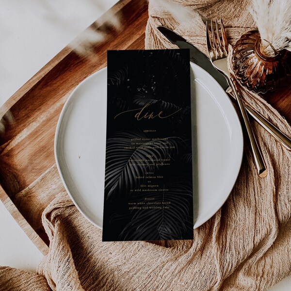 Wedding Menu Template Gold Border - Etsy