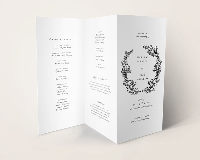 Tri-fold Wedding Program Template Trifold Program Catholic | Etsy