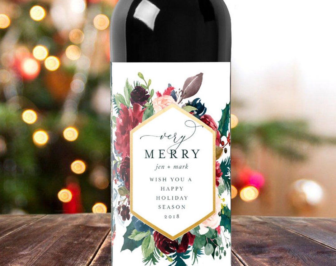 Custom Christmas Wine Label Christmas Hostess Gift Christmas Table ...