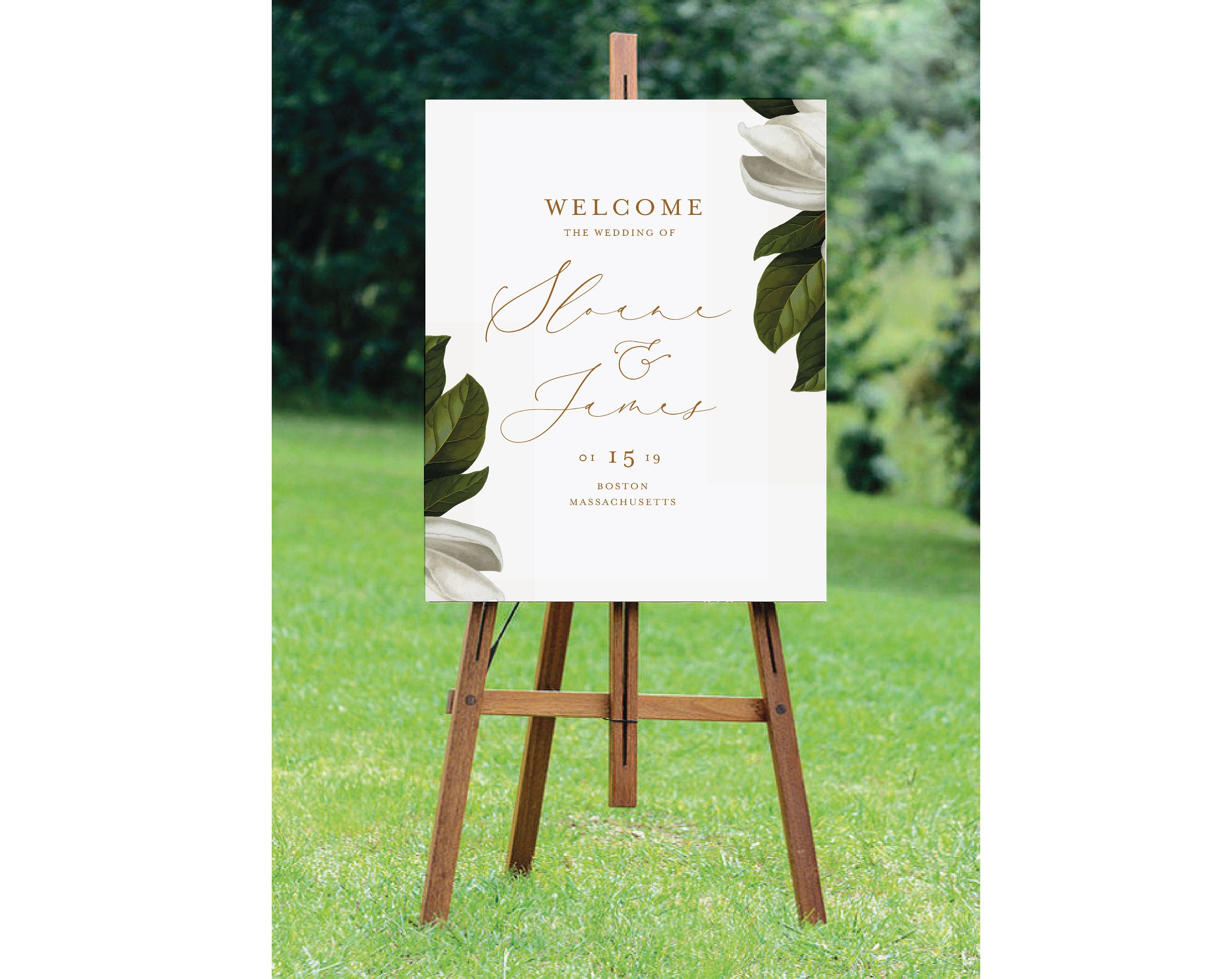 Magnolia Welcome Sign Template, Wedding or Bridal Shower Welcome Sign ...