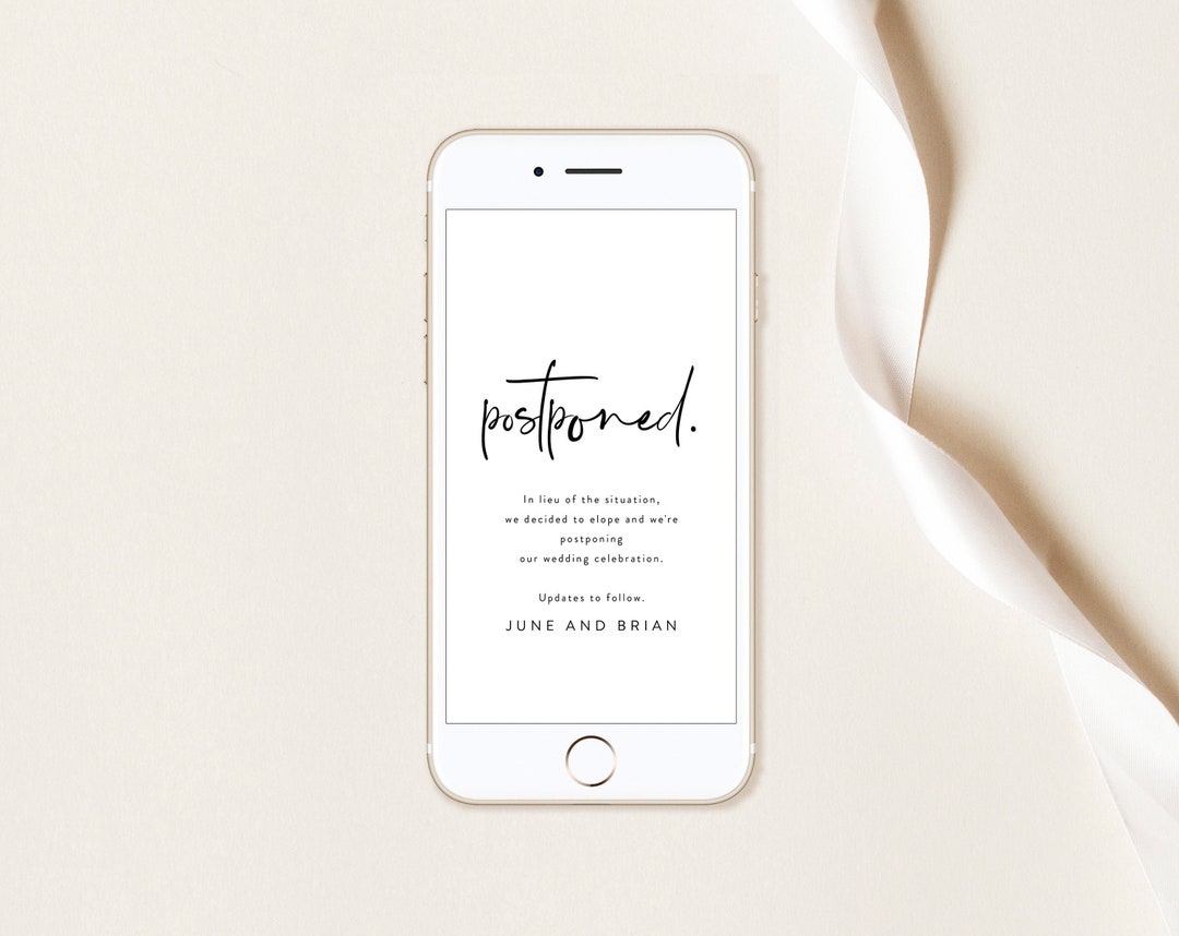 Postponement Announcement, Electronic, Canceled Wedding, Baby Shower ...