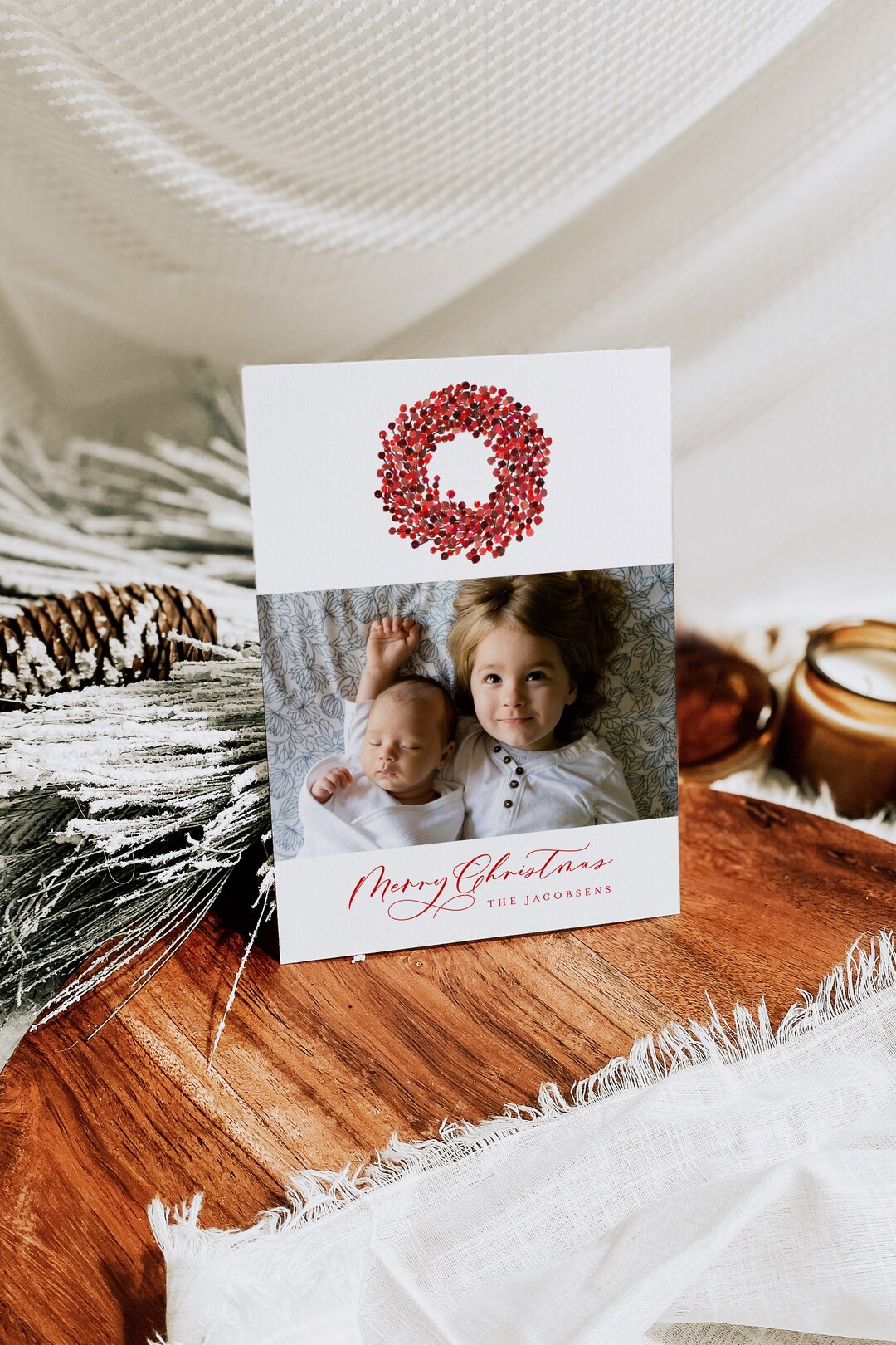 Vintage Holiday Photo Card Template Printable Christmas Card - Etsy