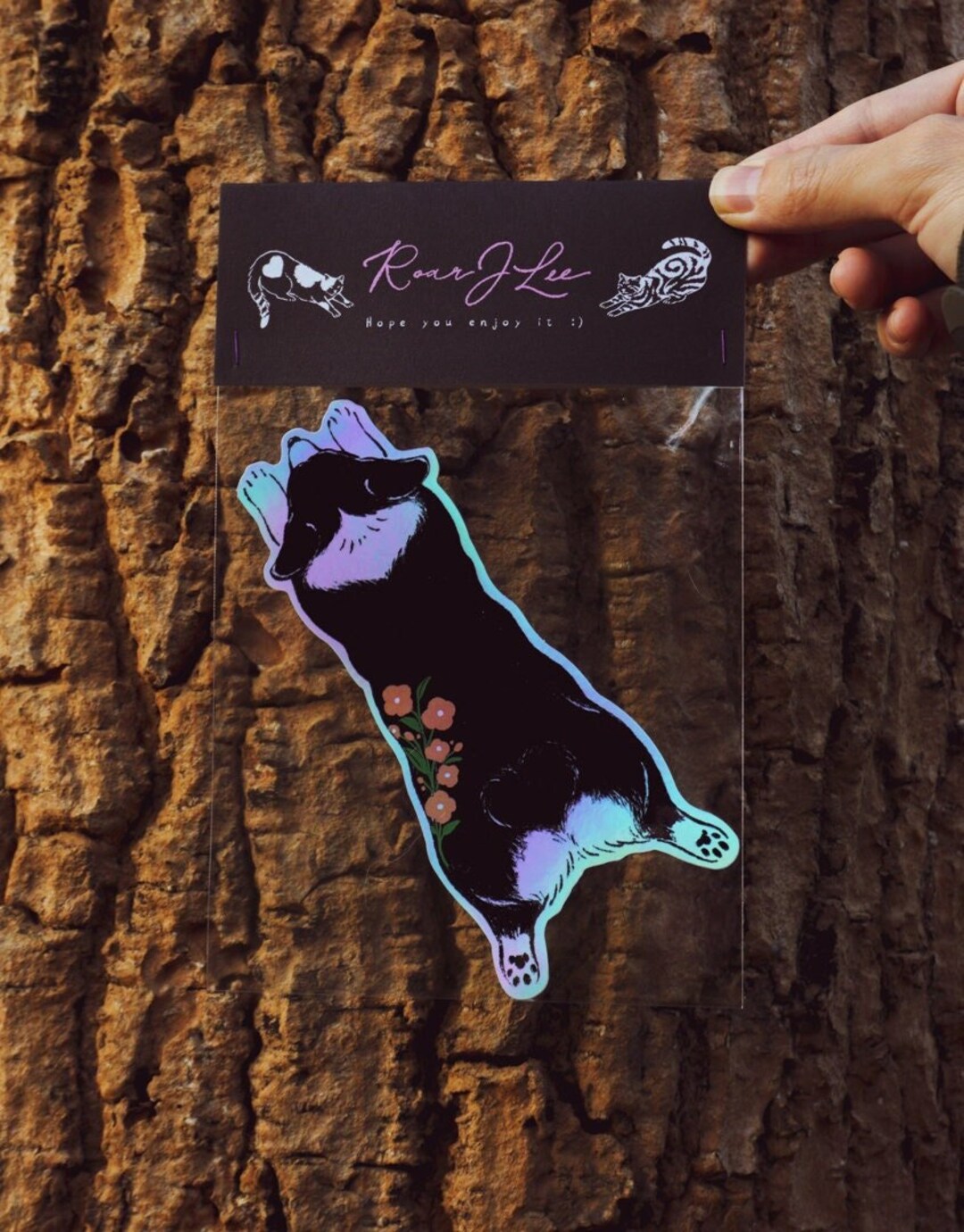 Corgi Sploot Holographic Vinyl Sticker, Funny, Cute, Matt, Die-cut ...