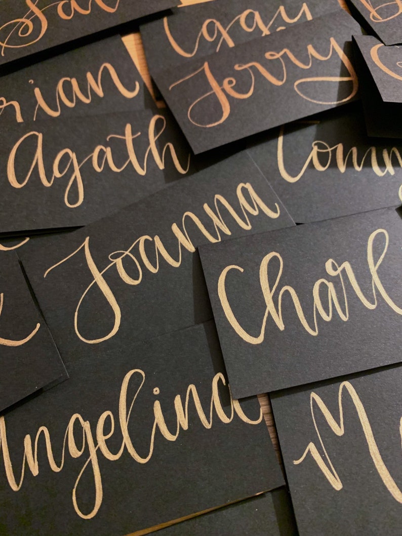 CUSTOM Black Place Cards, Wedding , Dinner Party Tent Cards - Etsy